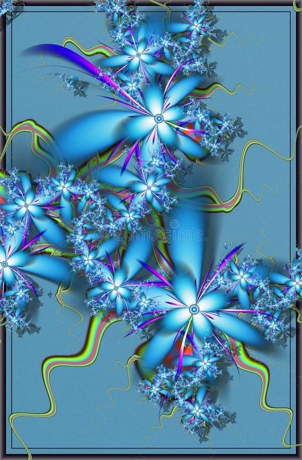 Computer Graphics. Fractal Texture in Frame. Flowers Stock Illustration ...