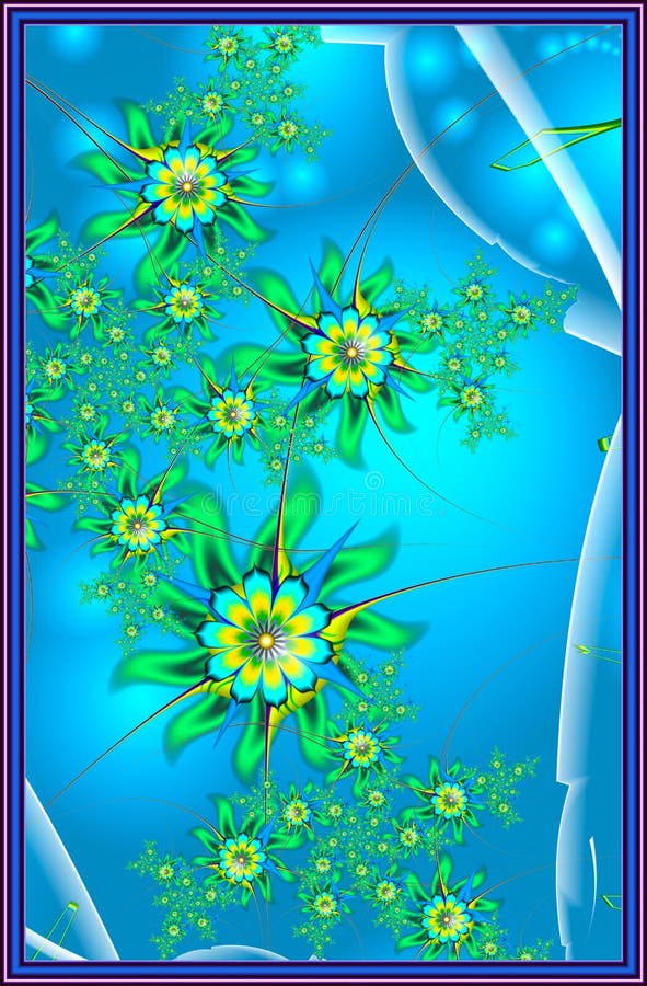Computer Graphics. Fractal Texture in Frame. Flowers Stock Illustration ...
