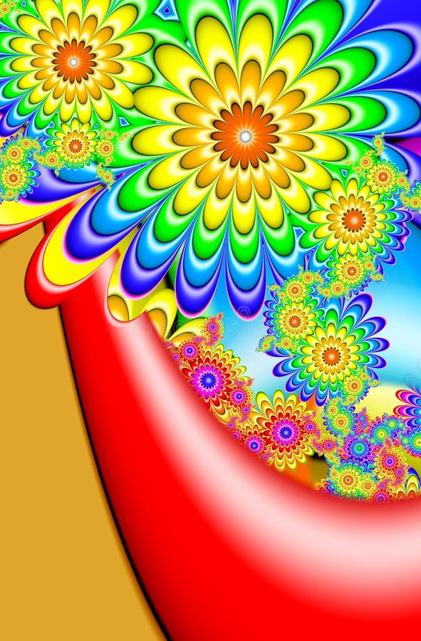 Computer Graphics. Fractal Texture in Frame. Flowers Stock Illustration ...