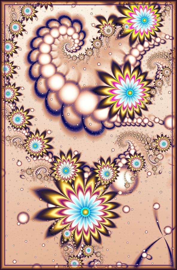 Computer Graphics. Fractal Texture in Frame. Flowers Stock Illustration ...