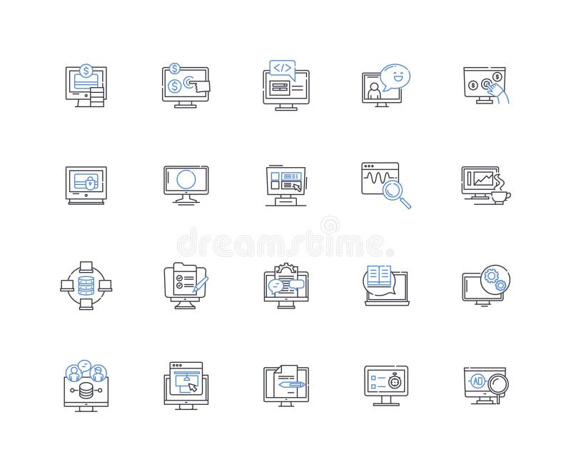 Computer Graphics Line Icons Collection Rendering Shading Animation