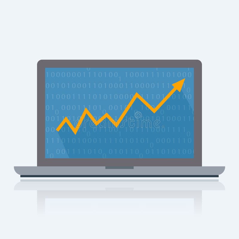 Computer and Growth Graph on Monitor. Stock Vector - Illustration of ...