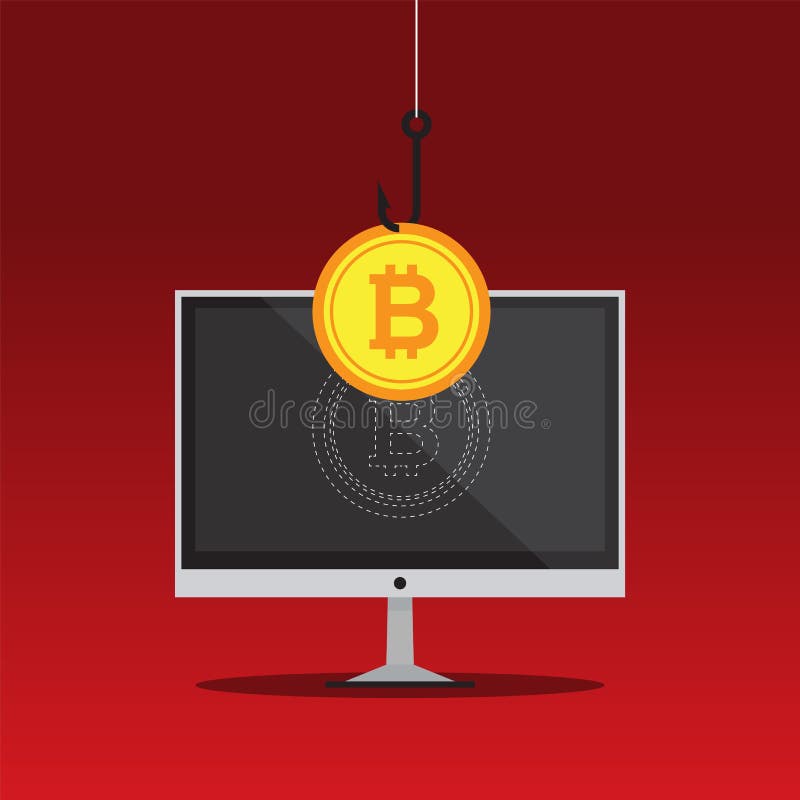 Computer Hack Stole Bitcoin Stock Vector - Illustration of lock ...