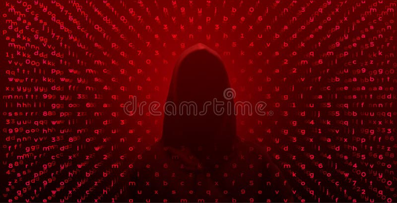 Computer Hacker On Abstract Binary Code Background Hacking Concept