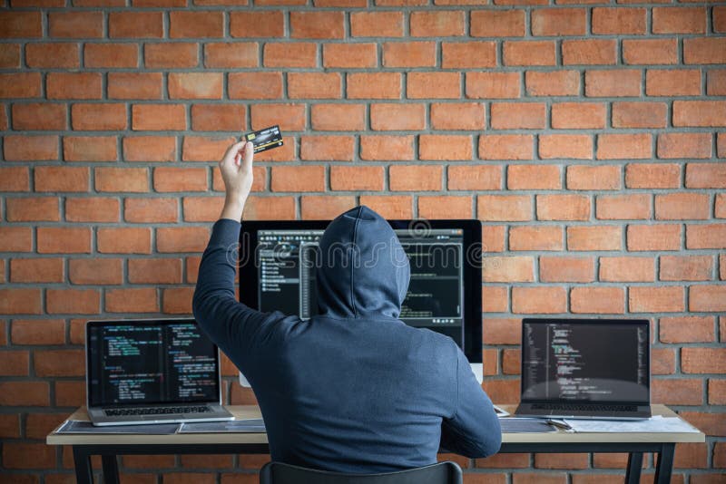 Computer Hacker Or Cyber Attack Concept Dangerous Hooded Hacker Using