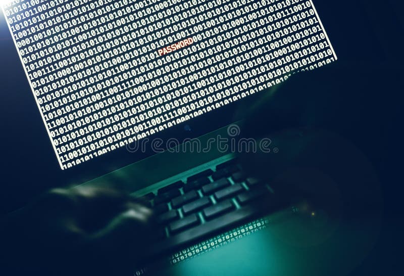 Computer hacker in dark stock photo. Image of purchase - 99632214