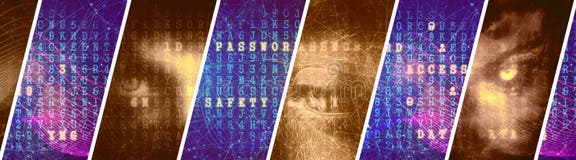 Computer Hacker Eyes Watching. Concept of Internet Crime. Collage with ...