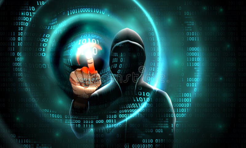 Computer Hacker Hood Touches Touch Screen Binary Code Abstract Binary Dark Background Hacker
