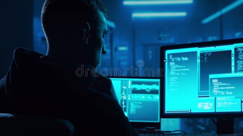 Computer Hacker in Hoodie. Obscured Dark Face. Hacker Attack, Virus ...