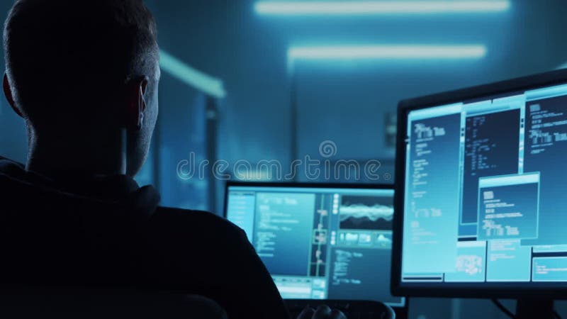Computer Hacker in Hoodie. Obscured Dark Face. Hacker Attack, Virus Infected Software, Dark Web ...