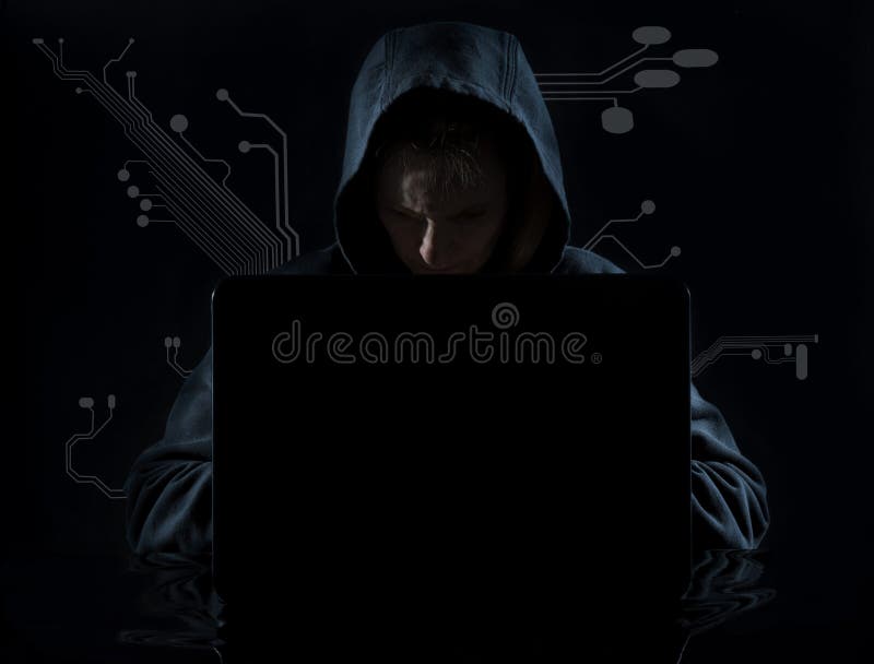 Computer Hacker in Hoodie at Work Stock Image - Image of hoody, crime ...