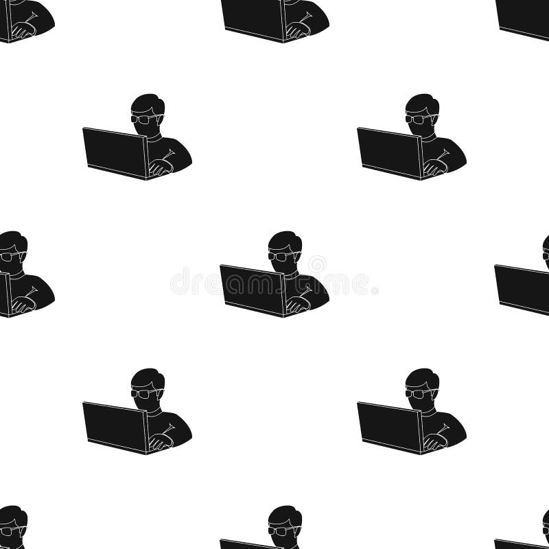 Computer Hacker Icon in Black Style Isolated on White Background ...