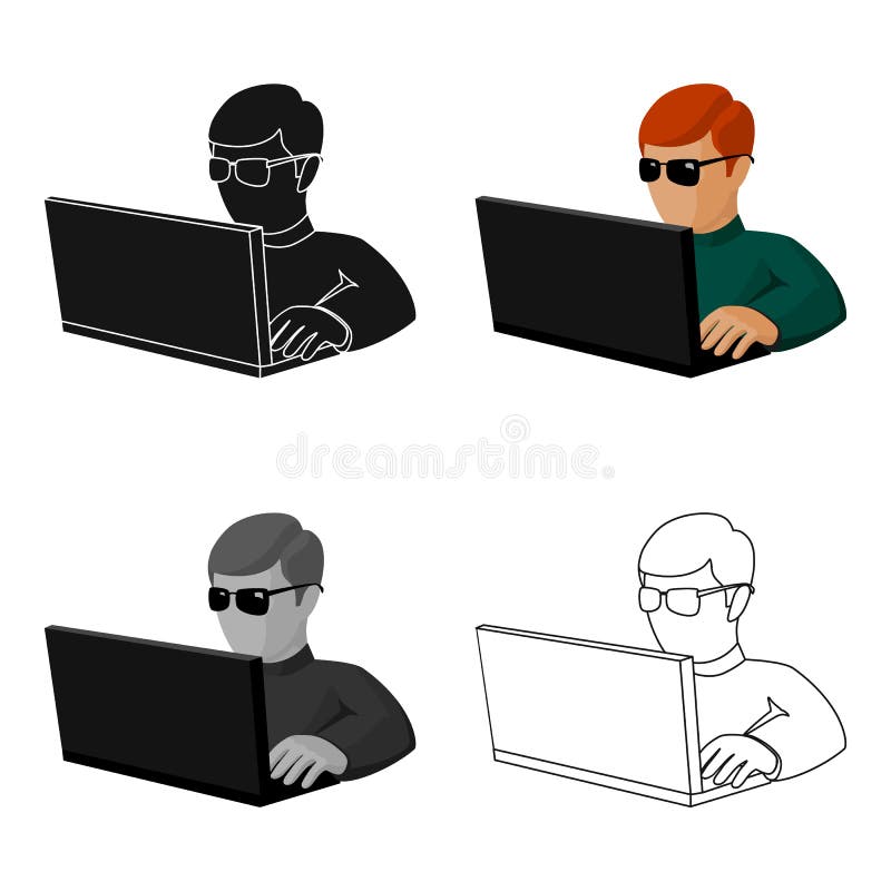 Computer Hacker Icon In Cartoon Style Isolated On White Background ...