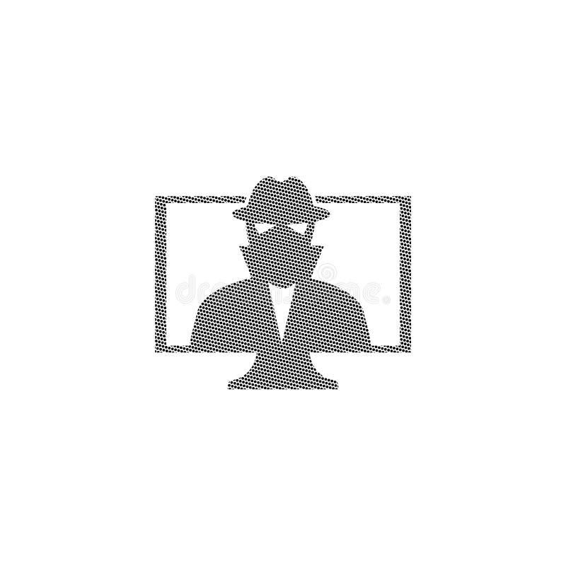 Mysterious Computer Hacker Icon. Black and Red. Isolated on White Stock ...