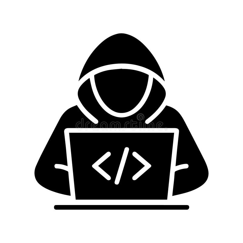 Computer Hacker Icon with Laptop Silhouette Vector Stock Vector ...