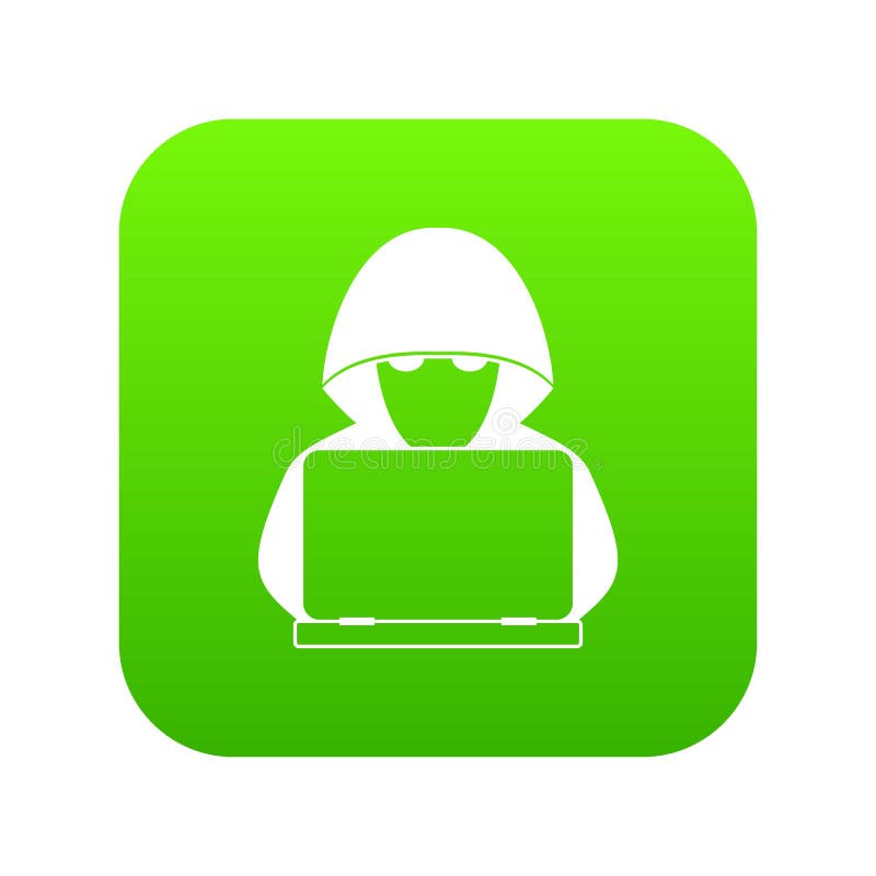 Computer Hacker with Laptop Icon, Simple Style Stock Illustration ...