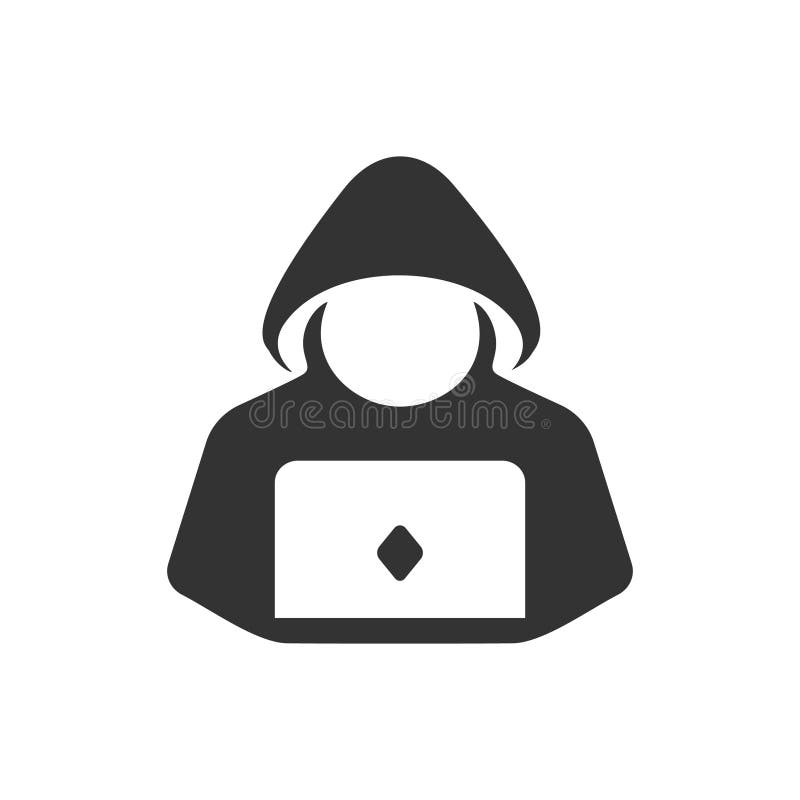Mysterious Computer Hacker Icon. Black and Red. Isolated on White Stock ... Mysterious Computer Hacker Icon. Black and Red. Isolated on White Stock ...