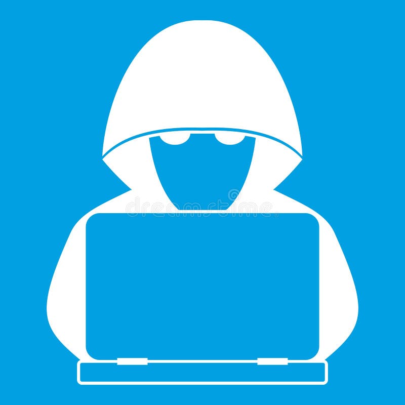 Computer Hacker with Laptop Icon, Outline Style Stock Vector ...