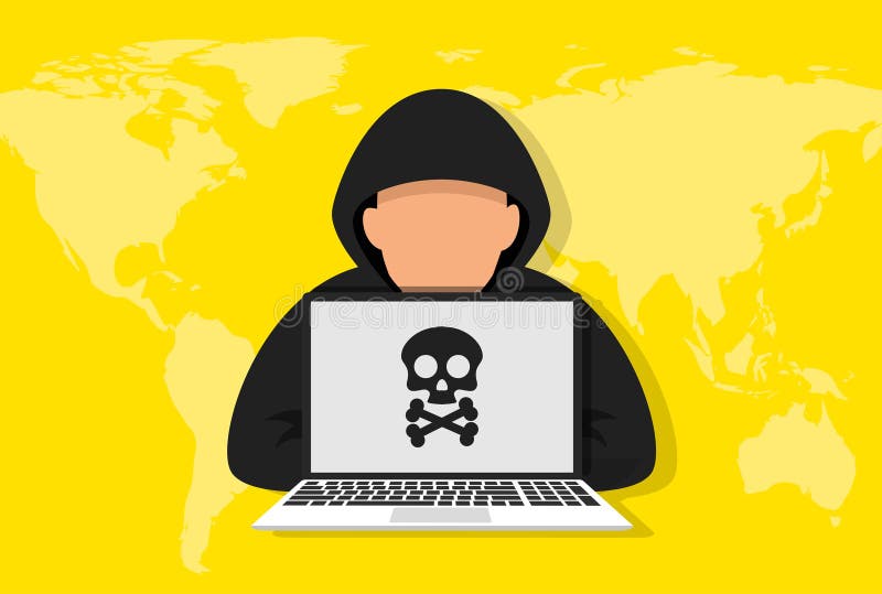 Flat, Mysterious Computer Hacker Icon. Red and White. Isolated on Black ... Flat, Mysterious Computer Hacker Icon. Red and White. Isolated on Black ...