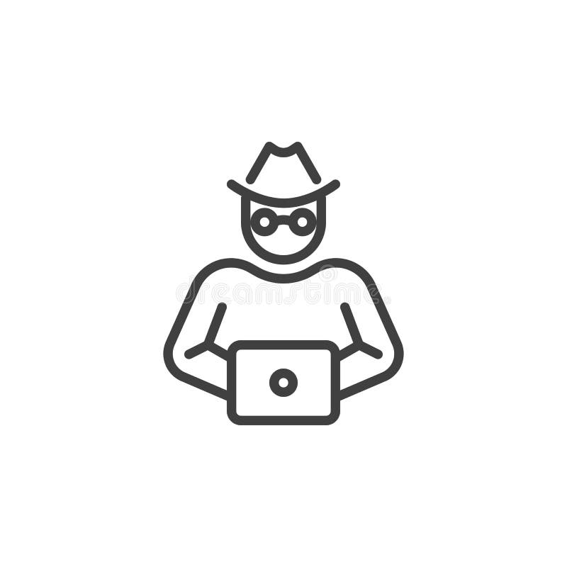 Mysterious Computer Hacker Icon. Black and Red. Isolated on White Stock ... Mysterious Computer Hacker Icon. Black and Red. Isolated on White Stock ...