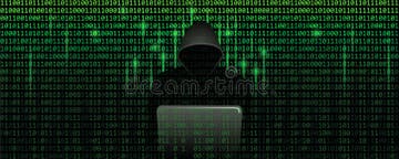 Computer Hacker in Matrix Cybercrime Concept with Binary Code Web ...