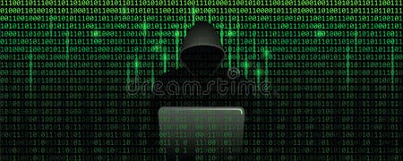Computer Hacker in Matrix Cybercrime Concept with Binary Code Web ...