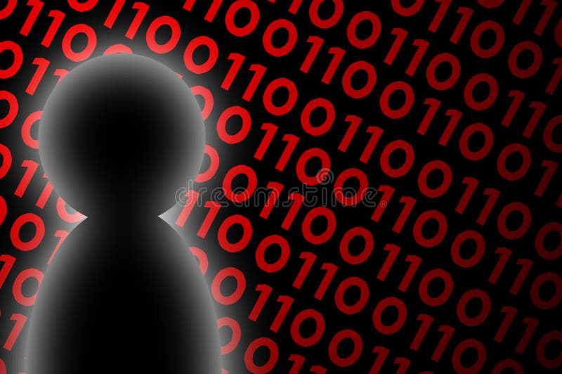 Hacker Silhouette on the Blue Background with Binary Code Textur Stock Vector - Illustration of ...