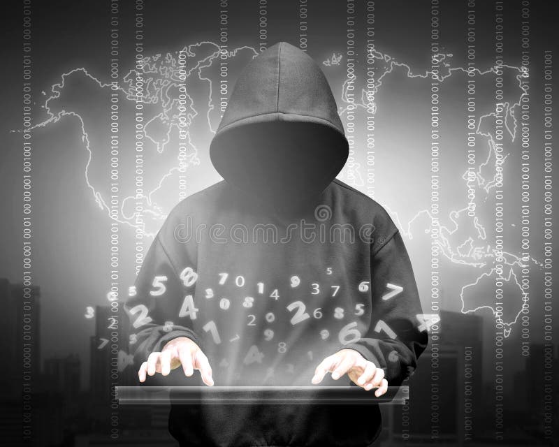 Computer Hacker Silhouette of Hooded Man Stock Photo - Image of ...
