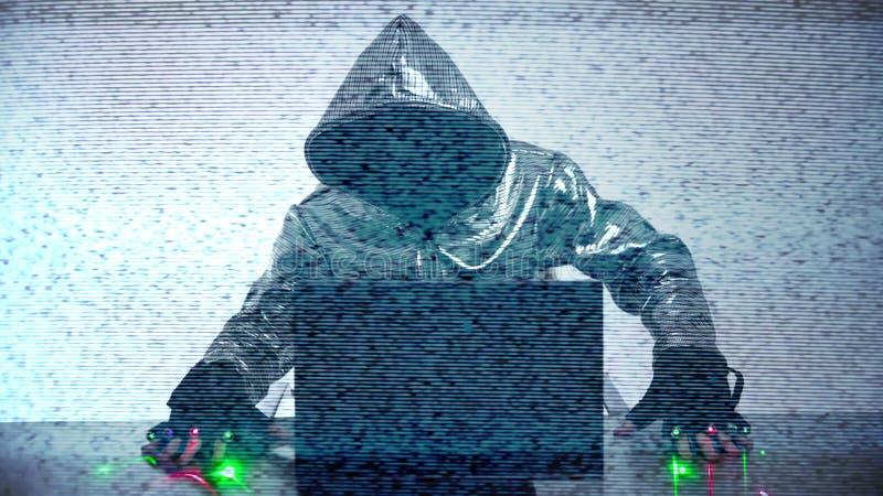 Computer Hacker in Silver Jacket Stock Footage - Video of footage ...
