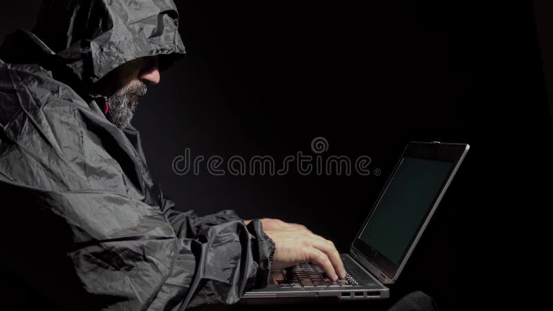 Computer Hacker Stealing Data from a Laptop Stock Footage - Video of ...