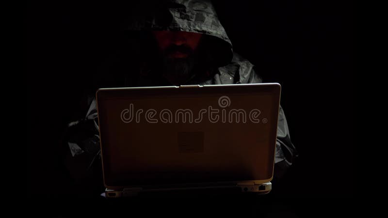 Computer Hacker Stealing Data from a Laptop Stock Video - Video of ...