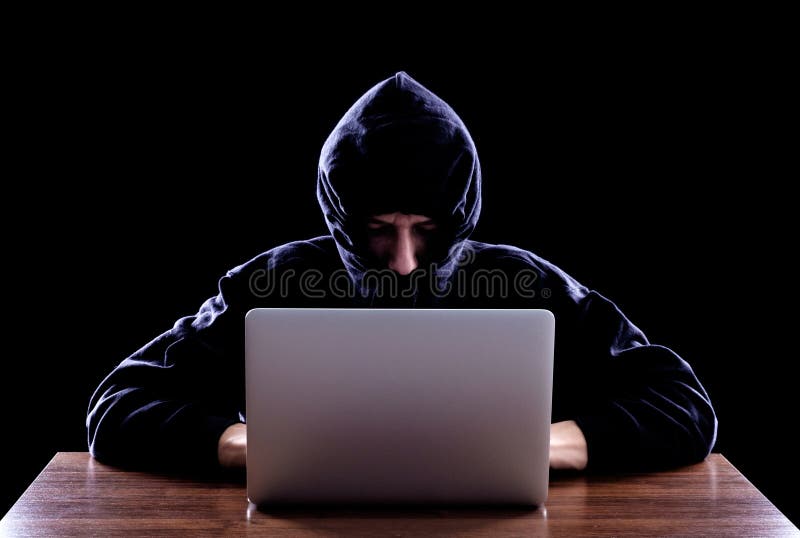 Computer Hacker Stealing Data from Laptop Stock Image - Image of laptop ...