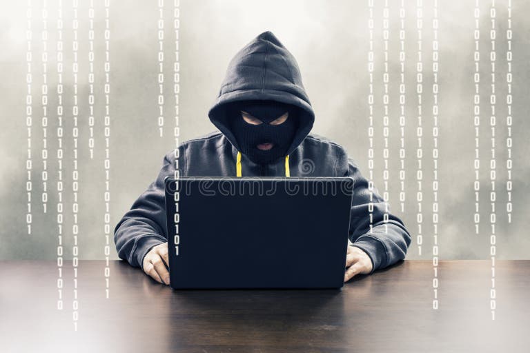 Computer Hacker Stealing Information with Laptop Stock Photo - Image of ...