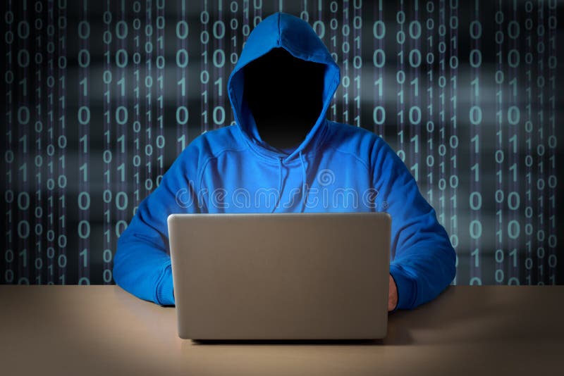 Computer Hacker Steals Data from Laptop. Stock Photo - Image of ...