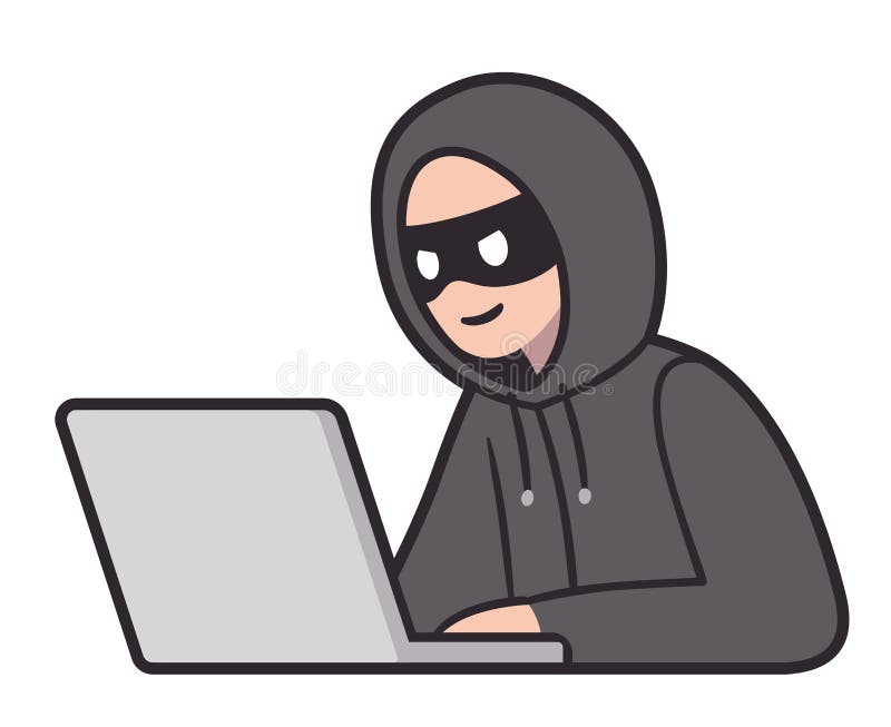 Computer Hacker Thief Stock Vector Illustration Of Cartoon 258539397