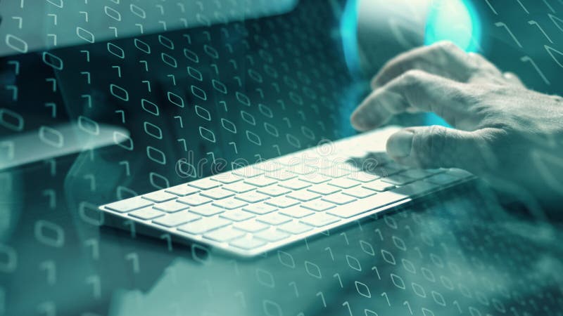 Computer Hacker Typing Code Future Technology And Cyber War Threat