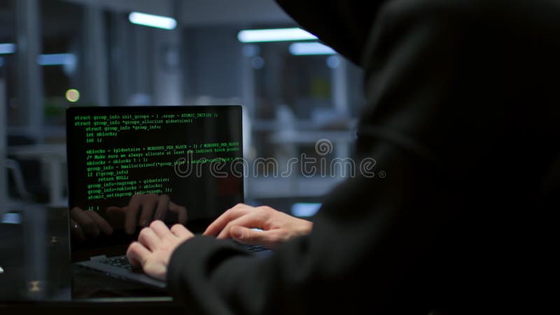 Computer Hacker Typing Code On Keyboard Late Night Working And 8200