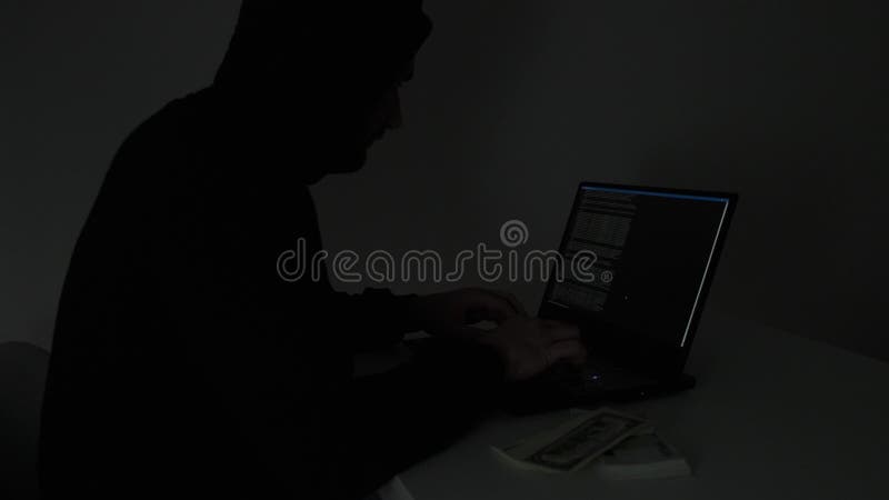 Computer Hacker Typing Code on Keyboard. Night Working. Close Up. Stock ...