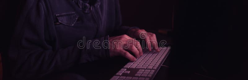 Computer Hacker Typing Keyboard Stock Photo - Image of hooded, computer ...