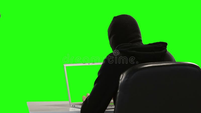 Hacker Using Laptop with Green Screen Stock Footage - Video of ...