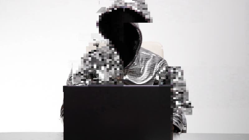 Computer Hacker in Silver Jacket Stock Footage - Video of coat, face ...