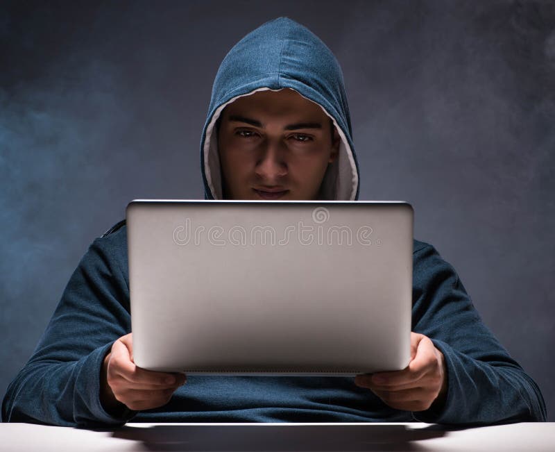Hacker in dark room stock image. Image of dark, hack - 21534067