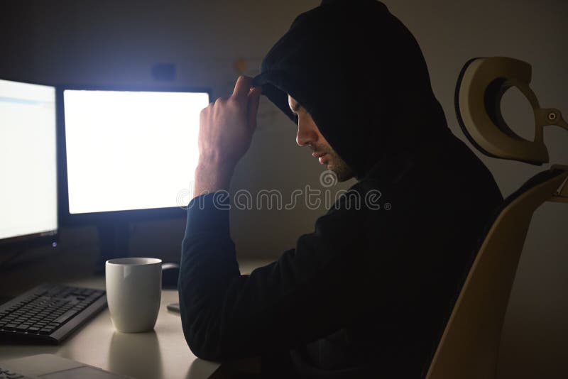Man Programming Code Computers Young Screen Desk Stock Photos - Free ...