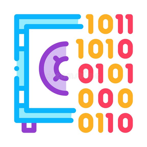 Computer Hacking with Binary Code Icon Vector Outline Illustration Stock Vector - Illustration ...