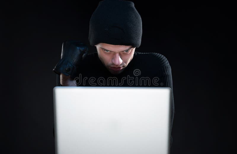 Computer hacking. stock photo. Image of looking, frustration - 32613736