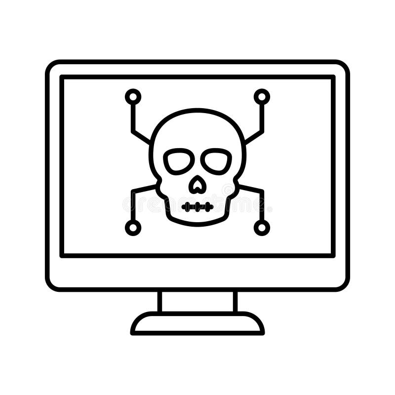 Computer Hacking Outline Vector Icon Which Can Easily Modify or Edit ...