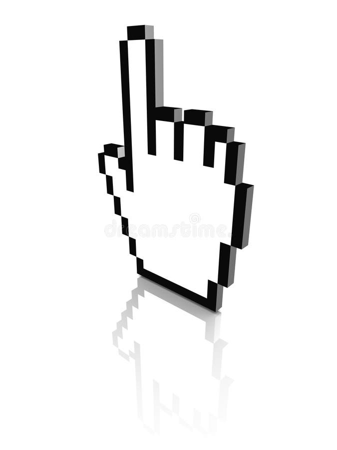 Computer hand cursor 3d stock illustration. Illustration of reflect ...