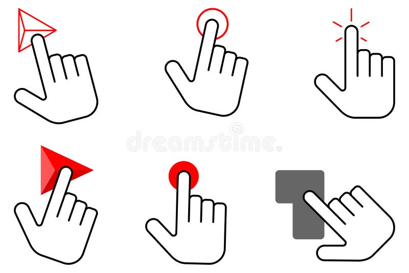 Computer Hand Cursor Click Icon Symbol. Hand Pointer Clicking Effect ...