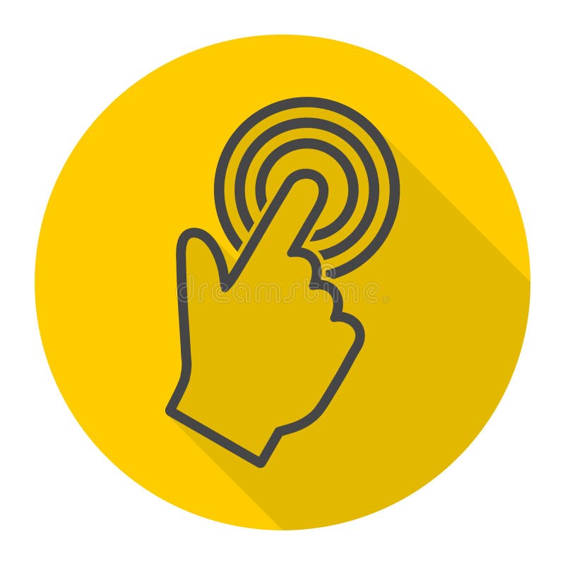 Computer Hand Cursor Icon with Long Shadow Stock Vector - Illustration ...