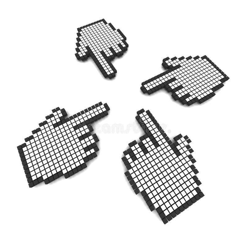 Computer hand cursors 3d stock illustration. Illustration of direction ...